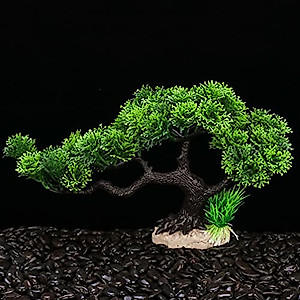 STOBOK Artificial Pine Tree Pets Plastic Plants Aquarium Bonsai Tree Rock Bonsai Ornament for Aquarium Fish Tank