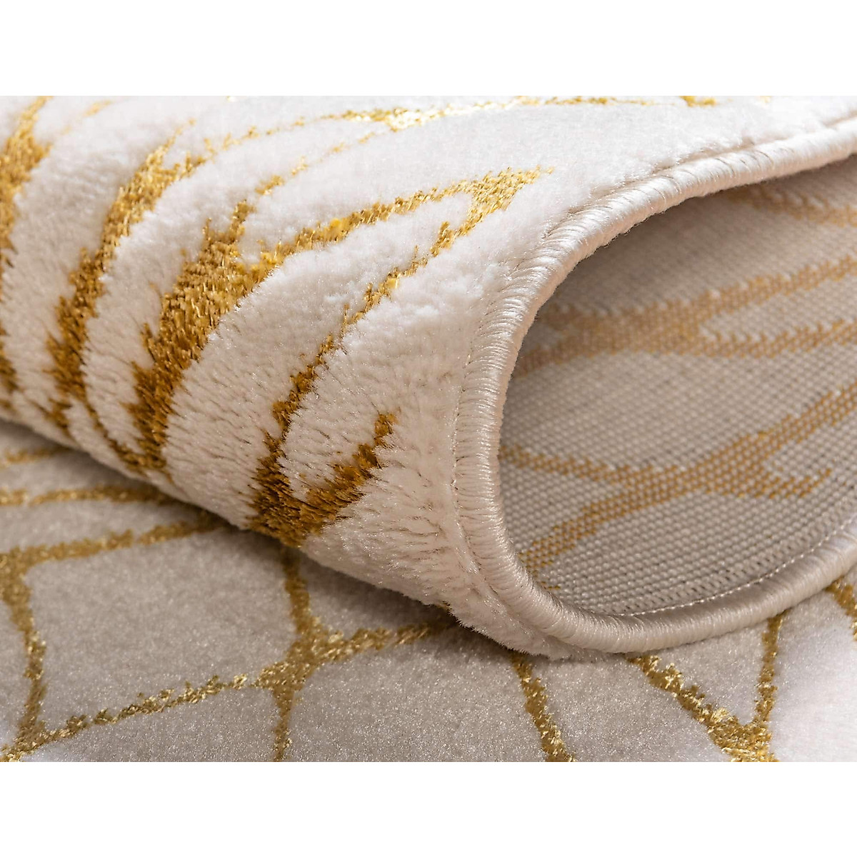 Unique Loom Marilyn Monroe Glam Collection Area Rug - Dahlia (2'x 3' 1' Rectangle, White Gold/ Gold)