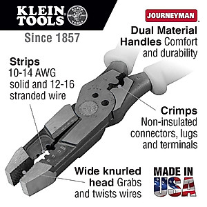 Klein Tools J215-8CR Multitool Pliers, Hybrid Multi Purpose Tool / Crimper, Wire Stripper, Bolt Shearing, Wire Grabbing, Twisting, Looping