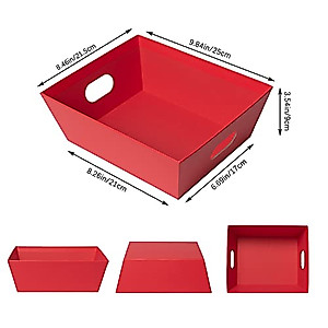 Basket For Gifts Empty, 5 Pack Sturdy Empty Gift Basket Kit With Handles, Red Cardboard Empty Gift Baskets To Fill Bulk For Holiday, Birthday, Christmas, Valentines Day And Any Occasion