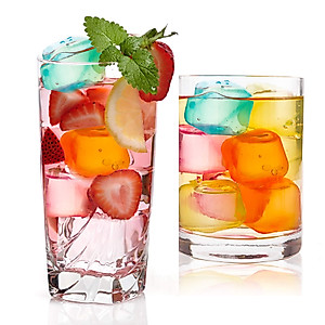 Yopay 200 Pieces Reusable Ice Cubes, 1" Plastic Squares for Drinks, Whiskey, Wine or Beer, Keep Your Drink Cold Longer, Refreezable, Washable, Assorted Color