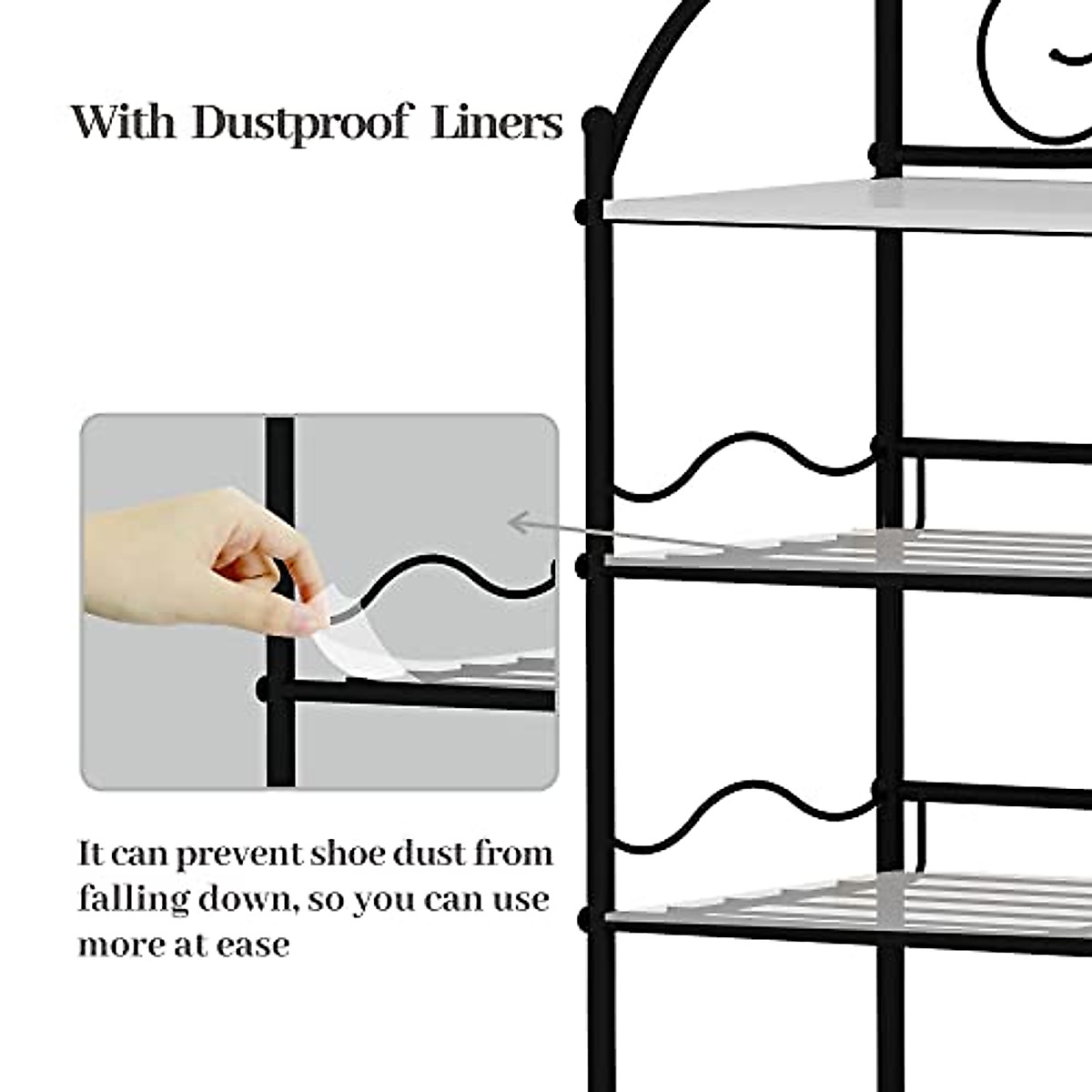 YADOOLIFE 4-Tier Black Shoe Rack, Metal Shoe Rack for Entryway, Closet, Free Standing Shoe Storage Racks, Sturdy Shoes Stand with Dust-proof Liners (Black)