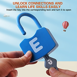 YECEN Alphabet Learning Lock Letter Combination-with 26 Locks, 26 Keys Montessori Preschool Alphabet Learning Game ABC Learning Educational Toys