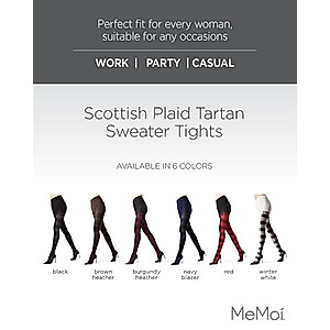 MeMoi Scottish Plaid Tartan Sweater Tights Black Medium / Large