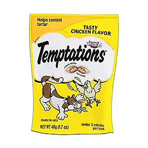Temptations Whiskas Cat Treats Variety Pack -- 3 Temptations Cat Snack Treat Bags | Temptations Cat Treats Chicken, Dairy, and Tuna (1.7oz)