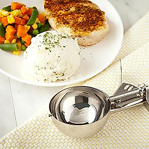 Restaurantware Met Lux 4 Ounce Portion Scoop, 1 Durable Cookie Scoop - #8, With Gray Handle, Stainless Steel Disher, For Portion Control, Scoop Cookie Dough, Cupcake Batter, or Ice Cream