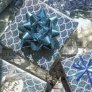 LeZakaa Silver Holographic Wrapping Paper - Mini Roll - Scales Print for Birthday, Holiday, Christmas - 17 17.32 Inch x 32.8 Feet (46.25 sq.ft.)