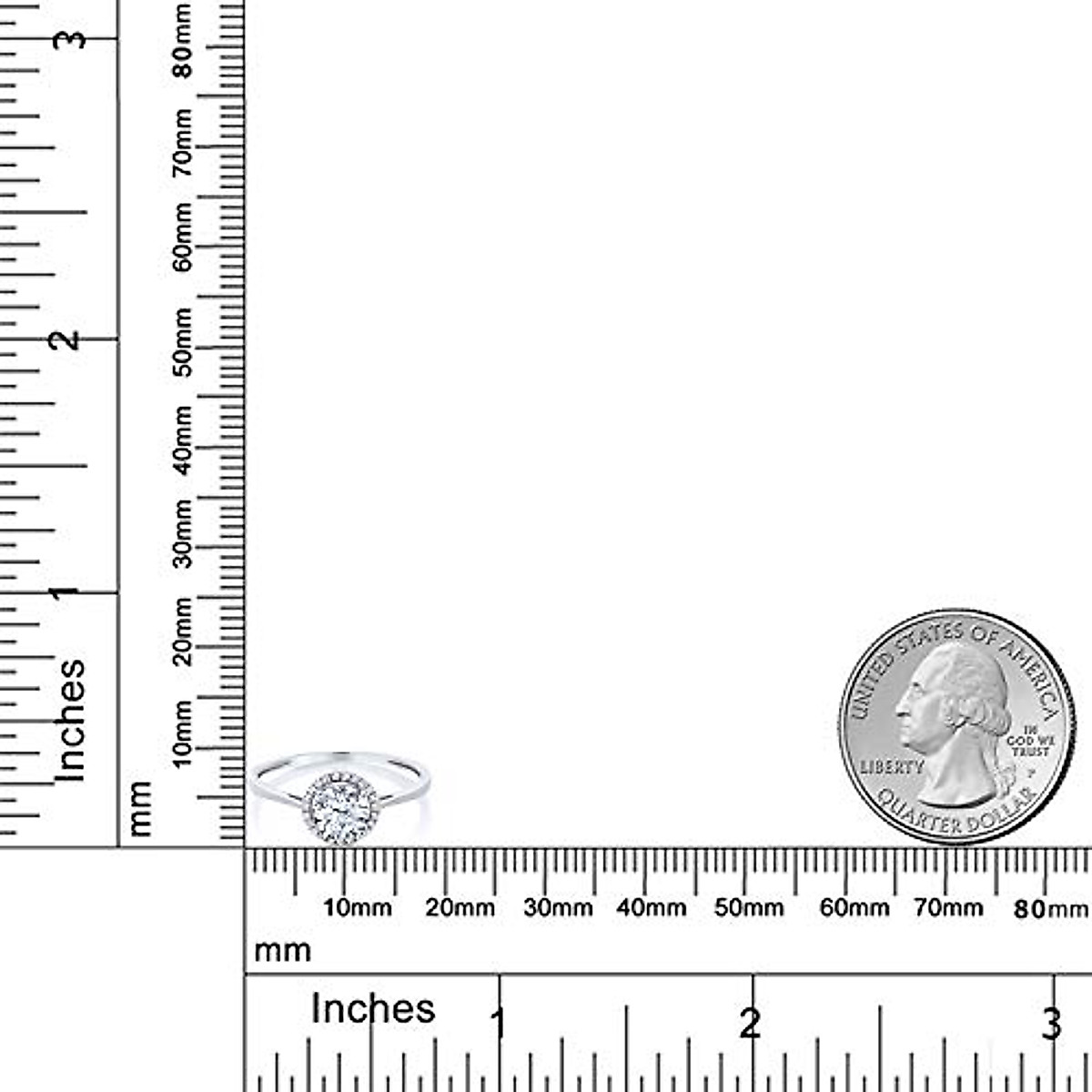 Gem Stone King 10K White Gold Gemstone Birthstone & Diamond Halo Promise Wedding Engagement Ring | Round 6MM | White Gold Ring For Women