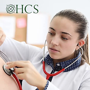 HCS Stethoscope - Premium Stainless Steel - Medical Grade, Clinical Use - 360° Dual Head Chest Piece - Doctors, Nurses, Students, EMT, and Veterinary - Nursing School Essentials - Red Stethoscope