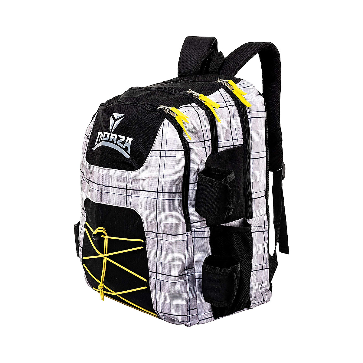 Thorza Lacrosse Backpack with Stick Holder and Multi Pocket Equipment Storage for Gloves, Cleats, Pads, and Goalie Gear - Large Capacity, Game, Travel and Practice Use