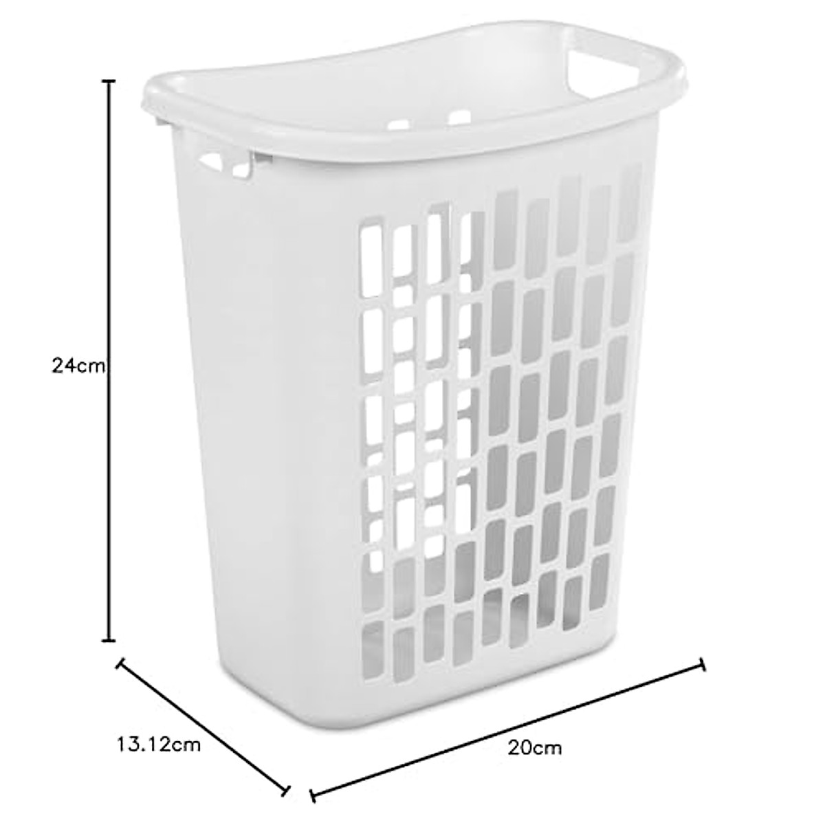 Sterilite Rectangular Open Laundry Hamper, Tall and Slim Plastic Hamper with Handles for Carrying Clothes to and from the Laundry Room, White, 6-Pack