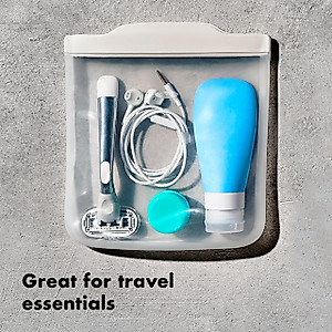 OXO Good Grips Silicone Reusable Bags – 4 Piece Starter Set - Oat/Lagoon