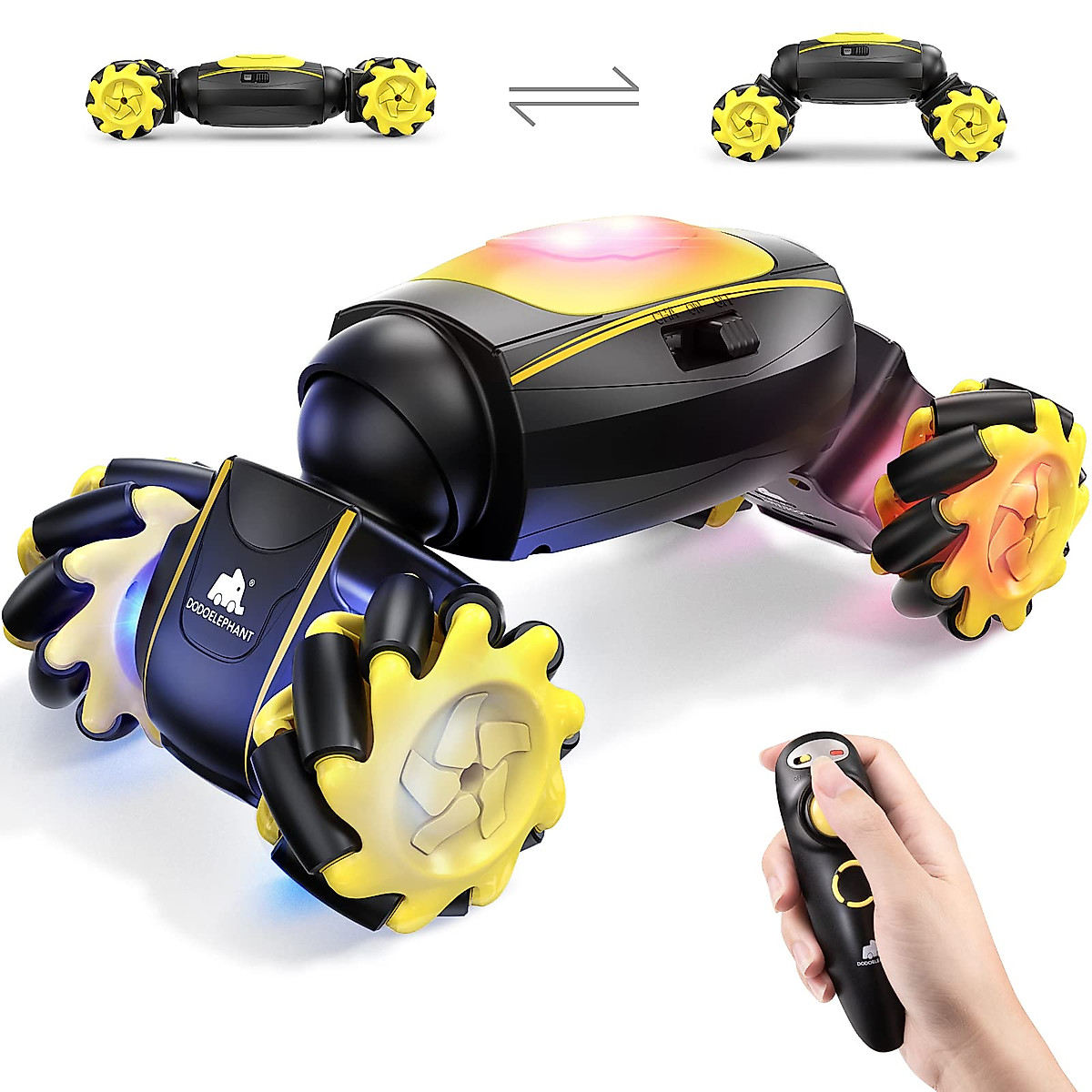 DODOELEPHANT Gesture Sensing RC Stunt Car, Kids Remote Control Cars Toys 4WD Monster Truck Crawler with Gravity Sensor 2.4Ghz 9.5mph 1:28 Transform Offroad Birthday Christmas for Boys Girls
