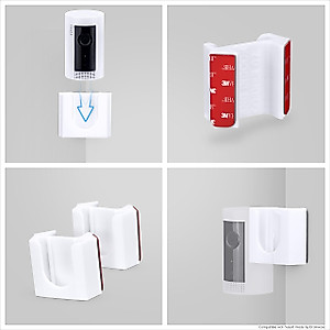 Corner Wall Mount for Ring Indoor (2 Pack) Security Camera - Adhesive Holder, No Hassle Bracket, Strong 3M VHB Tape, No Screws, No Mess Install (White) by Brainwavz