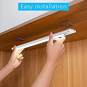Mycket Under Cabinet Light LED Motion Sensor Closet Lighting with Hand Wave Activated, 3 Color Modes(3000-6000K), Dimmable, Battery Operated (Silver-30cm 2pcs, 30cm)