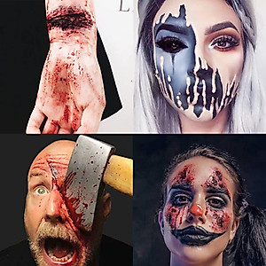 Yeweian Liquid Latex SFX Makeup Kit, 2.1Oz Latex Liquid with Coagulated Fake Blood Gel, Squirt Blood and Stipple Sponge, Halloween Monster Zombie Clown Makeup for Scald Burn Scar Wound,Cut,Skin Decay, Prosthetics, Old Age Wrinkle(Light Flesh)