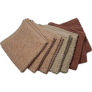 Petal Cliff Set of 8 - Popcorn Weave Washcloths Designed to exfoliate Your Hands, Body or face - Extra Absorbent Ring Spun Cotton - Size 12" X 12". (Coral, Sand, Rose)