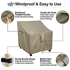 OutdoorLines Outdoor Waterproof Furniture Chair Cover - UV-Resistant Patio Lawn Chair Covers for Outdoor Furniture Windproof Heavy Duty Chair Covering, 2 Packs, 33.5Wx31.5Dx36H Inches, Camel