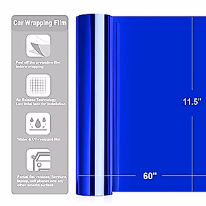 TECKWRAP 11.5" x 60" Blue Chrome Mirror Vinyl Wrap Film Vinyl Roll