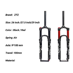 ZTZ 26/27.5/29 Inch Mountain Bike Front Fork,Dual Air Chamber Bike Suspension Fork, MTB Shock Absorber Air Fork