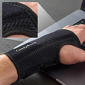 ComfyBrace Copper Infused Wrist Brace/Hand Brace/Wrist Support for Carpal Tunnel Syndrome, Arthritis, Tendonitis For Men and Women (Right Hand, Small/Medium)