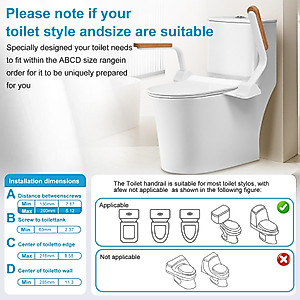Toilet Safety Rails for Elderly (520 lbs), Handicap Toilet Rails with Foldable Handles, Toilet Assist Rails, Toilet Rails for Seniors, Heavy Duty Toilet Safety Frames Rails with Arms, Easy Installatio