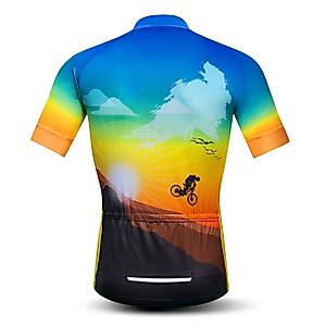 Cycling Jerseys Men,Mountain Bike Jersey Summer Short Sleeve Breathable Bicycle Tops Riding Bike Shirts Quick Dry