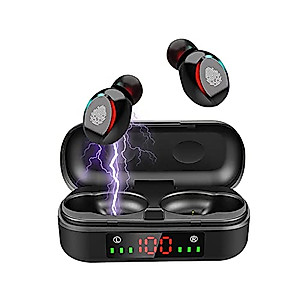 Wireless Earbuds Headphones Bluetooth 5.0 Earphones HD Noise Cancelling with Large Screen Digital Display Charging Case Fingerprint, Suitable for Sports/Games