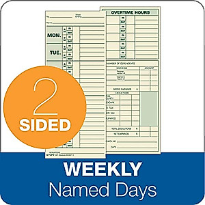 TOPS 1291 Time Card for Pyramid Model 331-10, Weekly, Two-Sided, 3 1/2 x 8 1/2 (Box of 500)