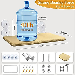 Foldable Cat Window Perch, Cordless Cat Window Hammock with 4 Strong Suction Cups, Window Cat Beds for Indoor Cats Inside, Large Cats Window Seat Windowsill Safety with Sturdy Metal Frame Soft Cover