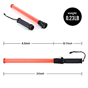 2 Pieces 21-inch Signal Traffic Safety Baton Light Traffic Control Wand 6 Red LED with 2 Flashing Modes,Using 2 C-Size Batteries (Not Included)