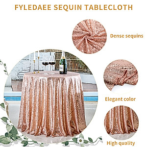 Rectangle 60X120 inch Rose Gold Sequin Table Cloths for Parties, Glitter Shiny Overlay Cover Fitted 6 FT Food Dessert Cake Tables for Birthday Wedding Baby Shower Holiday Reception Decoration