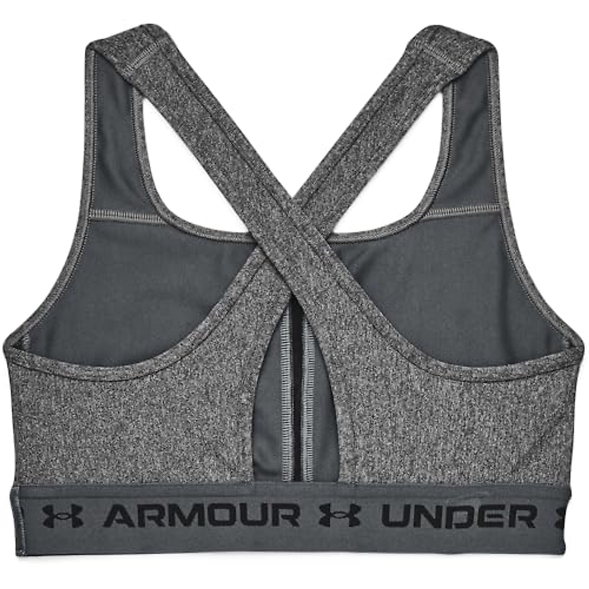 Under Armour Womens Crossback Mid Impact Heather Sports Bra , Charcoal Light Heather (019)/Black , Medium