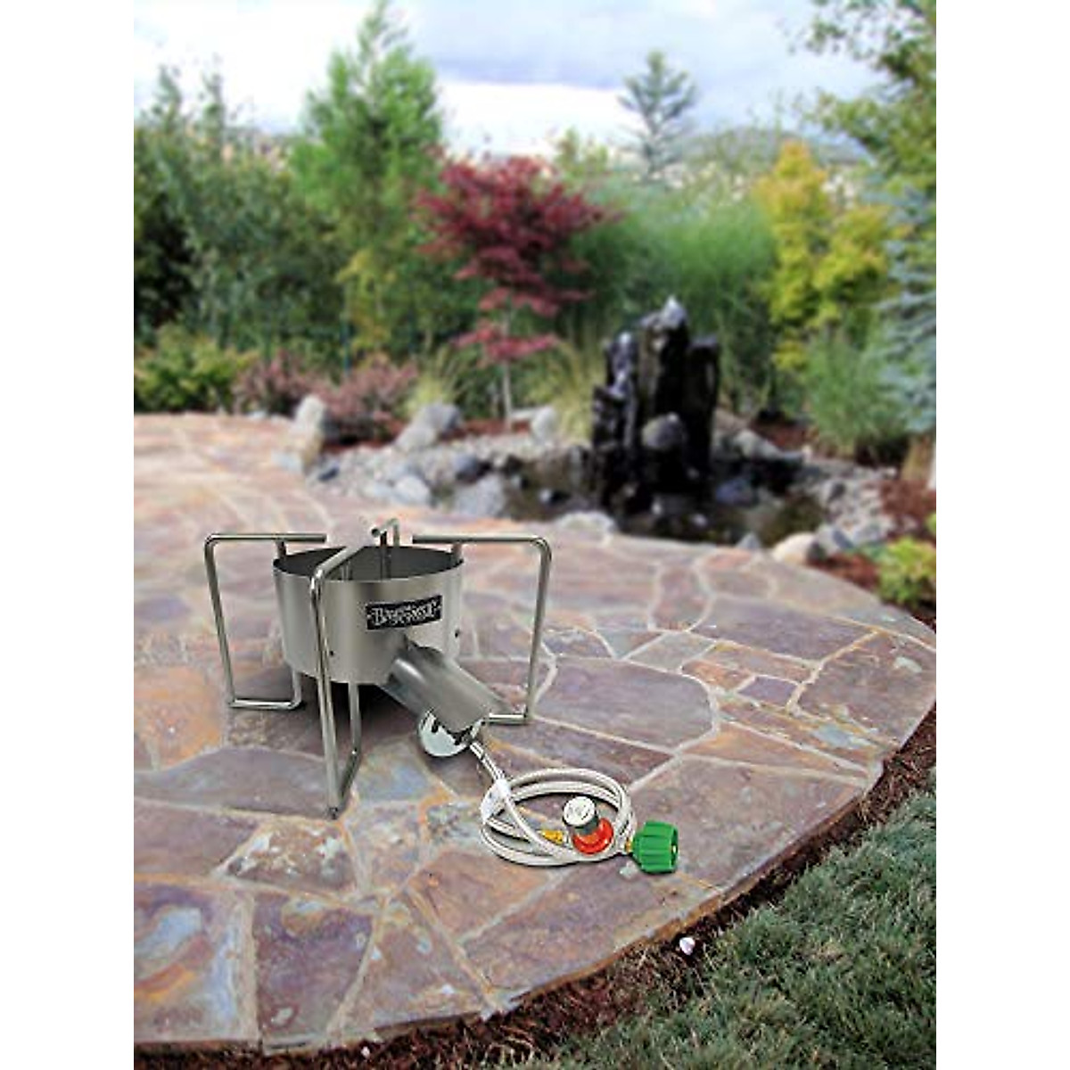 Bayou Classic SAB6 Stainless Bayou Banjo Cooker - 22-in Propane Burner for Outdoor Cooking - Crawfish Boiler, Homebrew Burner, Fits Large Stock Pots, Cast Iron Kettles - Seafood Boil Pot, Stew, Gumbo