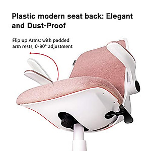 FINEWISH Pink Office Chair, Ergonomic Mid Back Swivel Desk Chair Fabric Office Computer Swivel Adjustable Rolling Task Chair Executive Chair with Flip up (Pink, New)