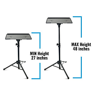Plixio Adjustable Laptop Projector Stand - Portable Podium Tripod Mount, DJ Mixer Stand Up Desk Computer Stand Tray and Holder (27" to 48")