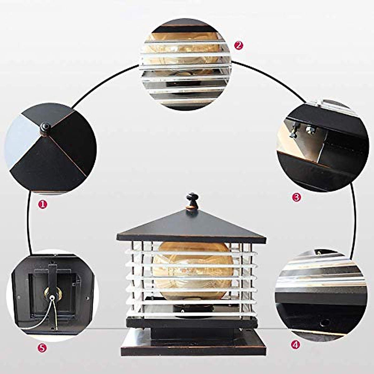 ZZYJYALG Modern Creative Aluminum Post Lights European Pastoral Creative Outdoor Ball Column Lights Waterproof Acrylic Lampshades Garden Park Street Villa Home Lighting Pillar Lamps