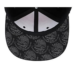 Mexican Hat Mexico State Federal Name Embroidered Snapback Flat Bill Baseball Cap (State-Monterrey) Black