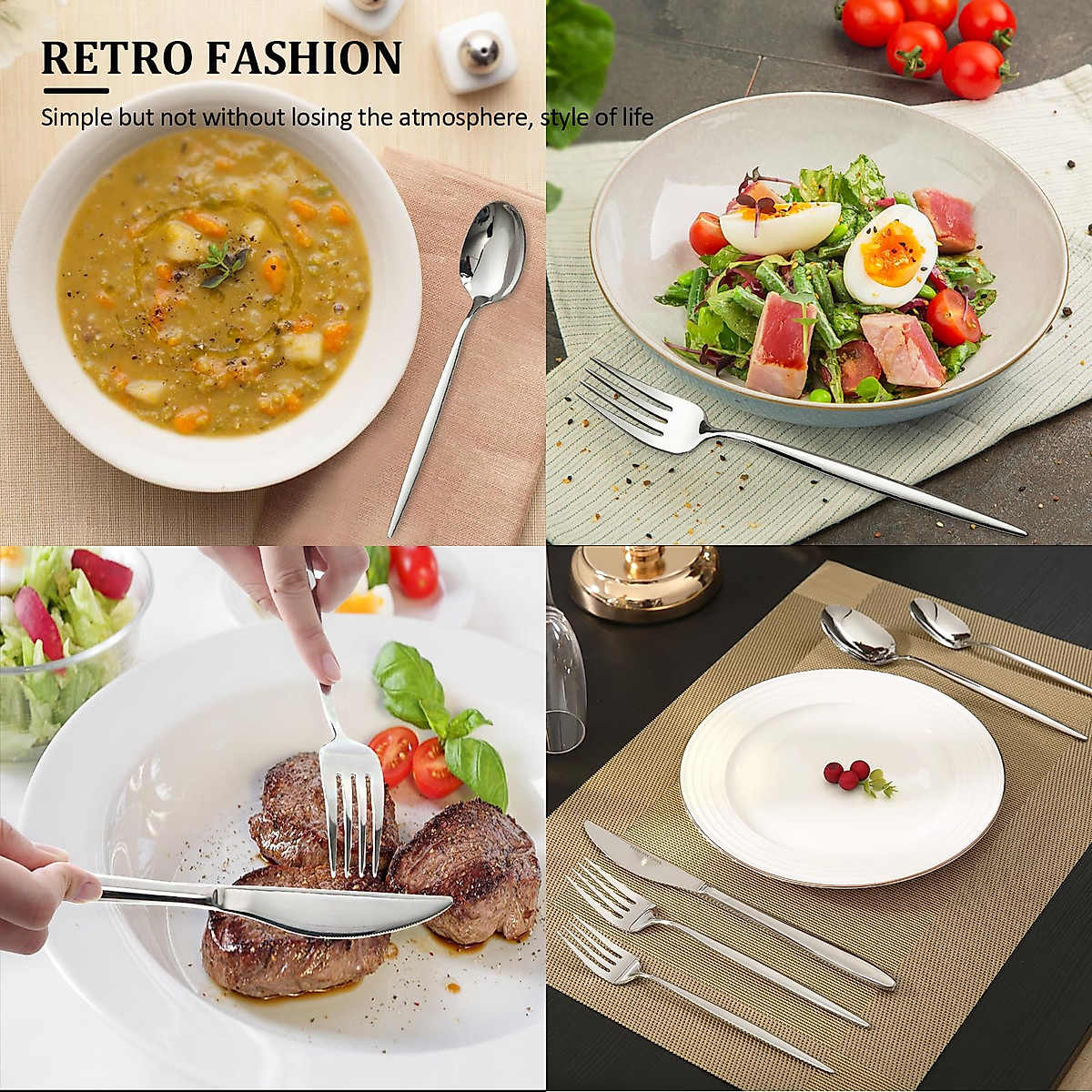 Lorena 20-Piece Stainless Steel Silverware Flatware Cutlery Set, Service for 4, Eclipse