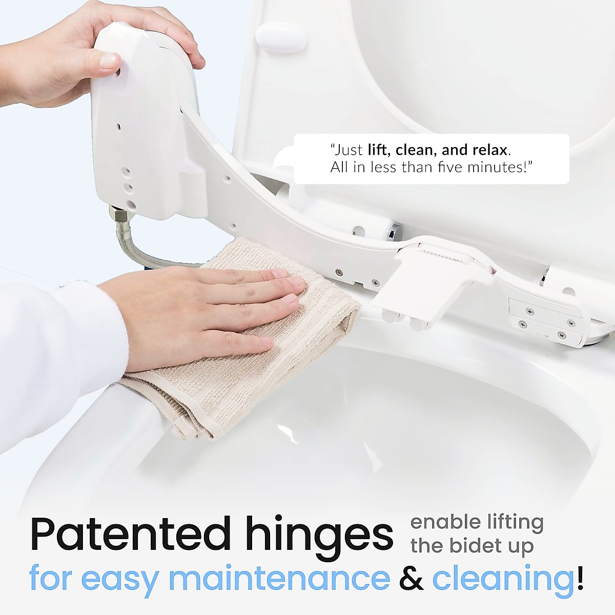 LUXE Bidet NEO 120 Plus - Only Patented Bidet Attachment for Toilet Seat, Innovative Hinges to Clean, Slide-in Easy Install, Advanced 360° Self-Clean, Single Nozzle, Rear Wash (Rose Gold)
