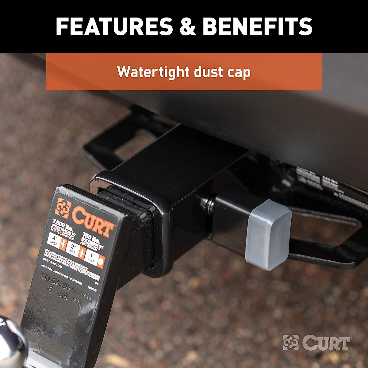 CURT 23024 Trailer Hitch Lock, 1/2-Inch Pin Diameter, 5/8-Inch Adapter, Fits 1-1/4 or 2-Inch Receiver