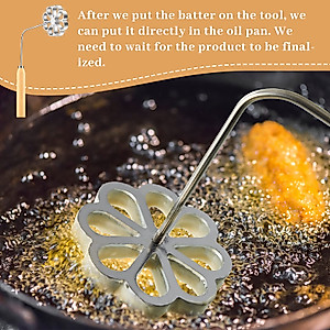 3 Sets Bunuelos Mold with Handle Achappam Mold Rosette with 3 Interchangeable Heads Rosette Cookie Bunuelos Tool Timbale Aluminum Waffle Molds Star Flower Circle for Kitchen Baking Cooking