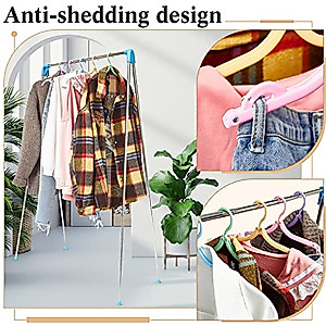 Gerrii Portable Garment Rack and 12 Small Foldable Clothes Hangers Folding Clothes Rack Travel Collapsible Clothing Rack for Indoor Outdoor Drying Laundry Dance Costume Bag Suitcase Camping (Blue)