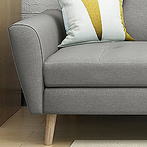 Christopher Knight Home Treston Mid-Century Fabric Sofa, Grey / Natural