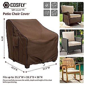 COSFLY Patio Furniture Covers for Outdoor Chairs Waterproof Clearance, Outside Furniture Deep Seat Cover, Fits up to 31.5W x 33.5D x36H inches(2 Pack)