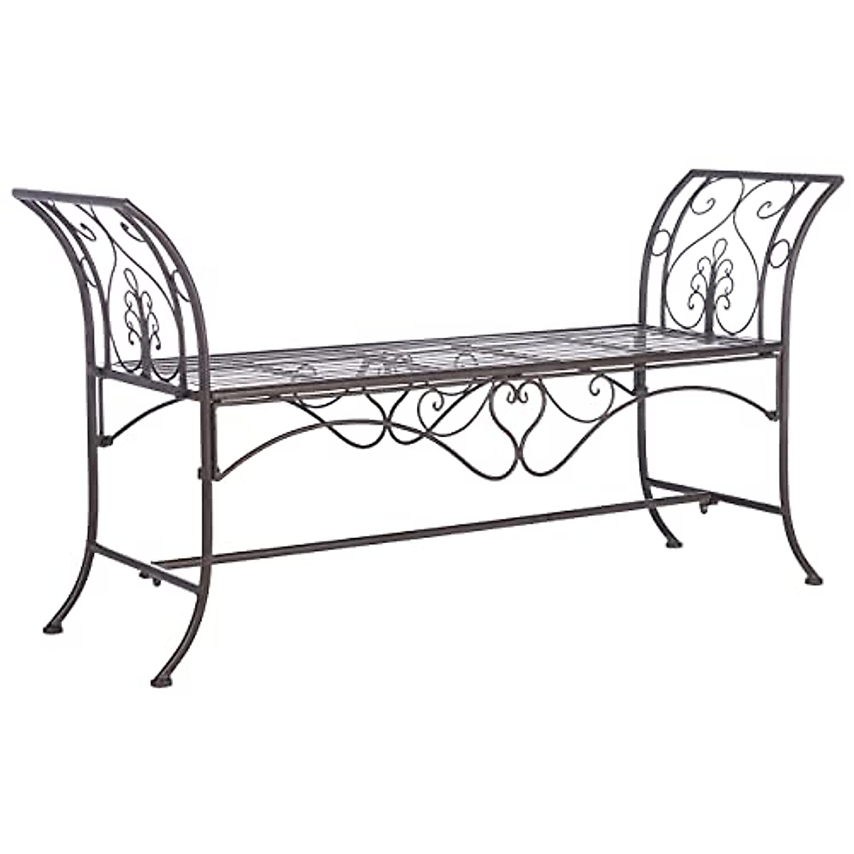 Safavieh PAT5016B Outdoor Collection Adina Rustic Brown Wrought Iron 51-inch Garden Bench