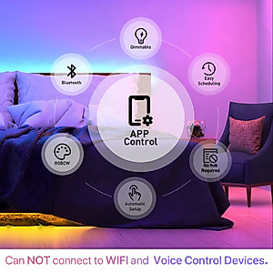 ORALUCE Bluetooth Smart Light Bulb A19 E26,9W LED Light Bulb Color Changing APP Dimmable, 60W Equivalent RGBCW LED Bulb 900 Lumens Multicolor,1P (No WiFi Connection)