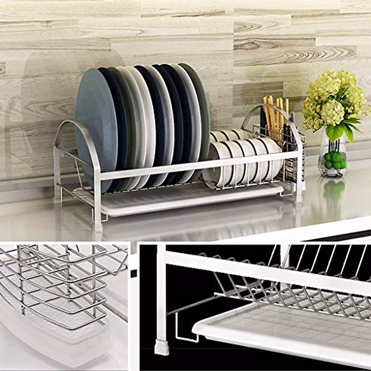 SDGH Stainless Steel Dish Rack - Kitchen Countertop Storage Dishes Drain Rack 55x26.5x19.7cm(LxWxH)