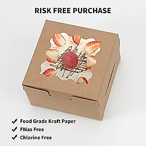 OAMCEG 100 PCS Bakery Boxes with Window and Stickers 4x4x3 Inch Individual Cupcake Boxes Pastry Boxes Cookie Boxes Small Cake Boxes Carrier Holders Containers for Packaging, Mini Dessert Boxes