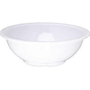 Carlisle FoodService Products Kingline Reusable Plastic Bowl Chowder Bowl, Soup Bowl for Home and Restaurant, Melamine, 16 Ounces, White, (Pack of 48)